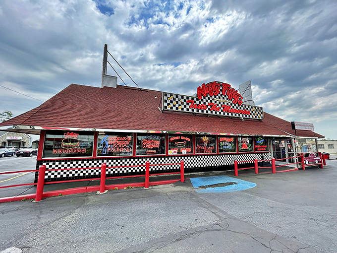 The classic red roof and checkered facade of Nifty Fifty's isn't just a restaurant&mdash;it's a time machine disguised as a diner on Grant Avenue.