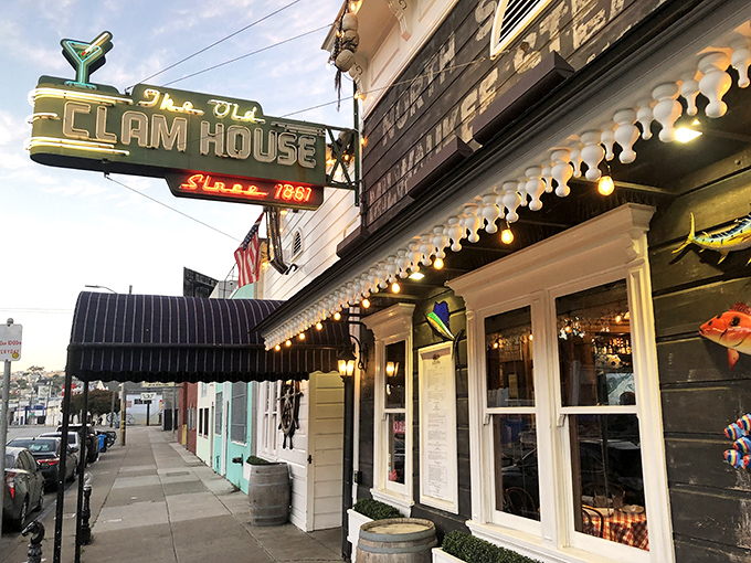 The iconic martini glass sign beckons seafood lovers like a lighthouse for the hungry. This Bayshore Boulevard landmark has weathered San Francisco's changes with salty resilience.