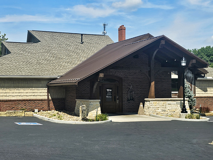 The sturdy brick exterior of Whitey's stands like a culinary fortress, promising comfort and satisfaction within its rustic walls.