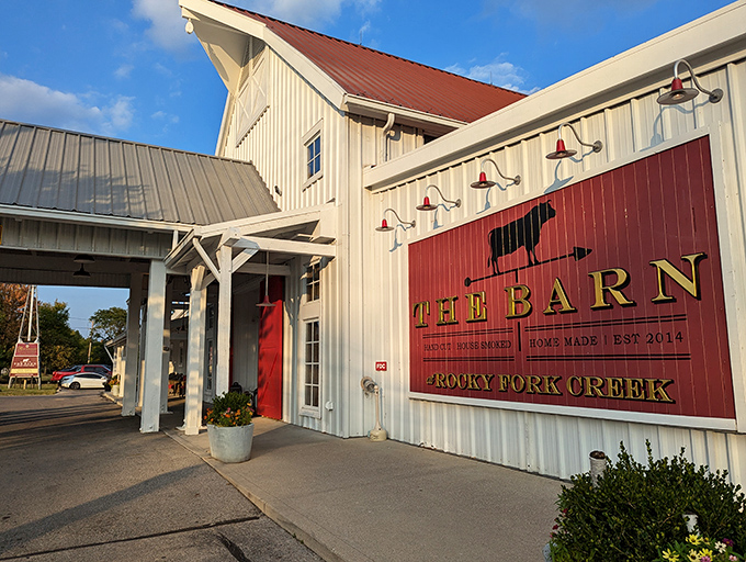 The rustic charm of this barn-turned-steakhouse is no accident&mdash;it's architectural theater setting the stage for culinary drama within.