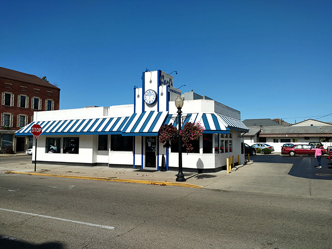 That iconic blue and white striped awning isn't just eye-catching&mdash;it's a beacon of hope for hungry travelers and locals alike in downtown Chillicothe.