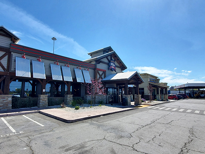The 49er Diner's rustic exterior welcomes hungry travelers like a Gold Rush-era prospector who struck culinary gold instead of the mineral kind.