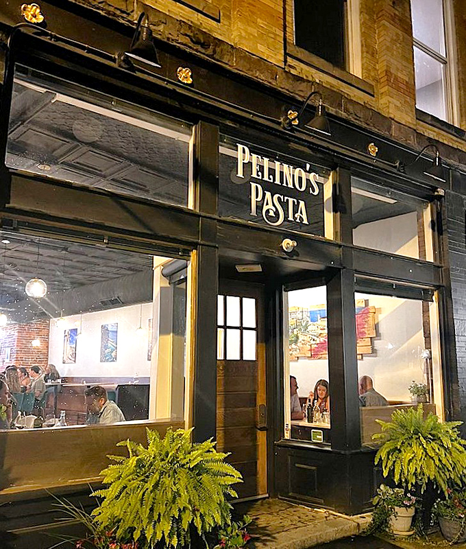 The unassuming black facade of Pelino's Pasta hides Columbus's best-kept Italian secret, like finding a Ferrari parked in your neighbor's garage.