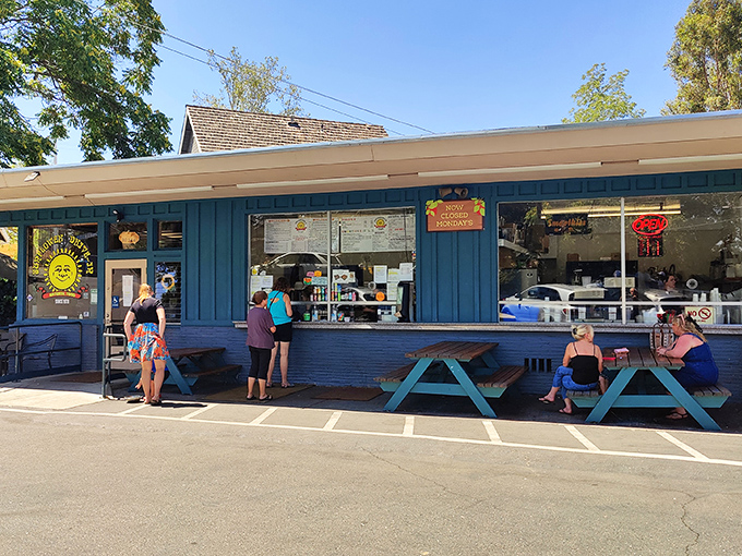Buttercup's turquoise exterior isn't just a building&mdash;it's an invitation. Those picnic tables have witnessed more food epiphanies than a cooking show marathon.