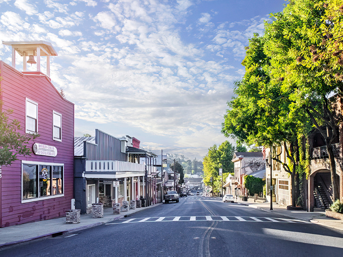 St. James Episcopal Church's iconic red steeple stands like an exclamation point in downtown Sonora, announcing "Yes, this town is exactly as charming as you hoped!"