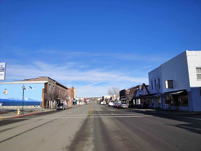 Main Street Alturas stretches toward the horizon like a scene from a simpler time, where rush hour means three cars at the stoplight.