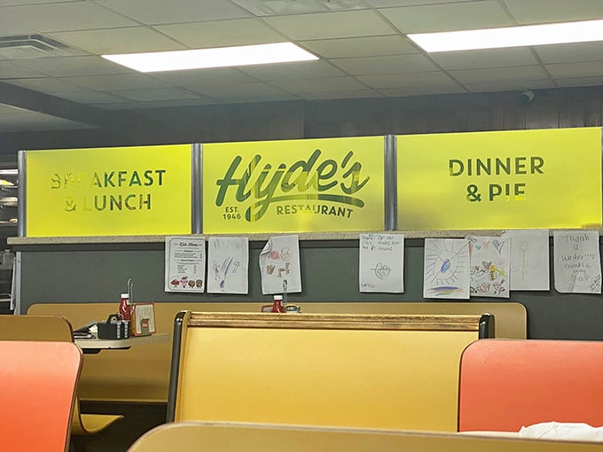 At Hyde&rsquo;s Restaurant, the cheerful yellow signs say it all&mdash;breakfast, lunch, dinner, and pie. For locals, this unassuming diner is a hometown treasure where comfort food reigns supreme.