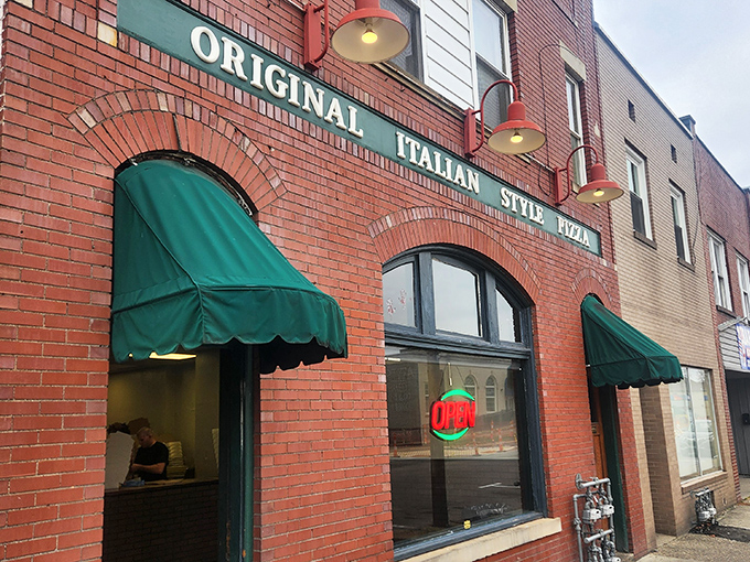 The iconic brick facade of Police Station Pizza stands as a testament to pizza history in Ambridge &ndash; simplicity and tradition in architectural form.