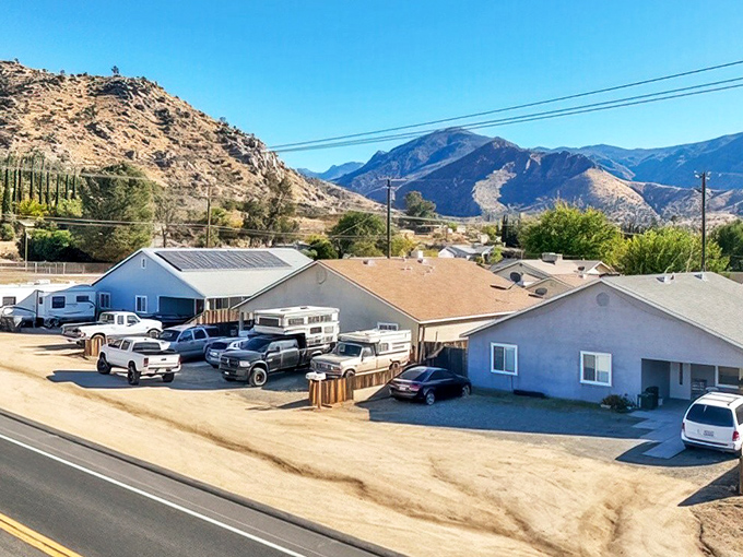 From this bird's-eye view, Lake Isabella spreads like a quilt of modest homes beneath mountains that seem to say, "Yes, this is still California, just without the hefty price tag."