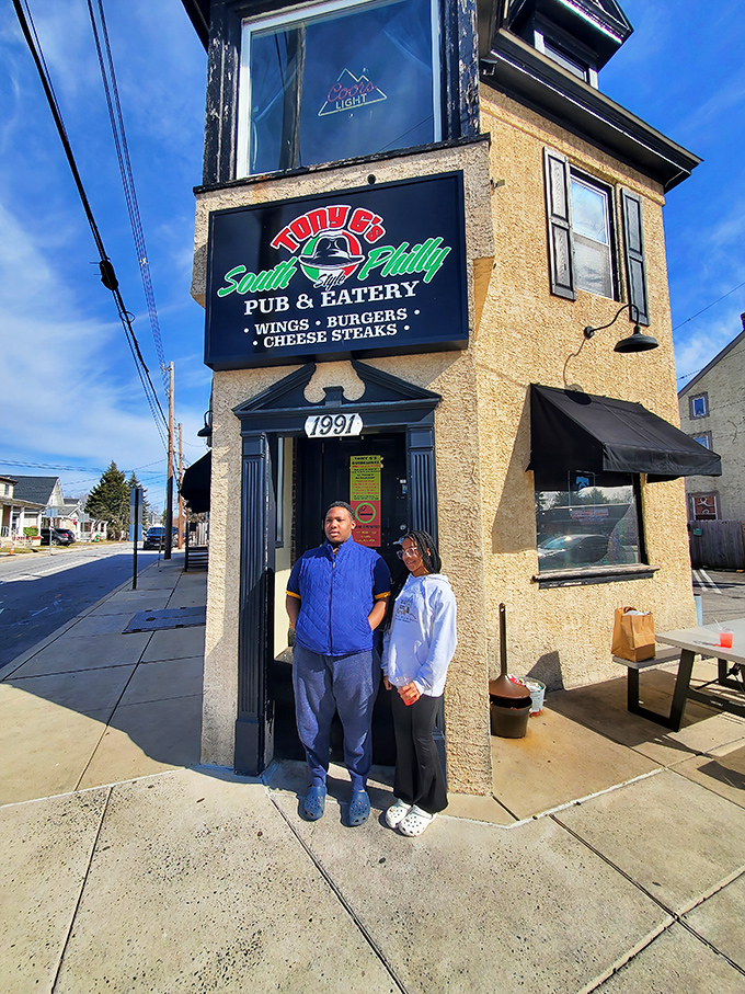 Tony G's distinctive stone building stands proudly on a Norristown corner, promising South Philly flavors without the Philadelphia parking headaches.