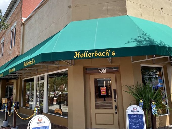 The turquoise awning of Hollerbach's Willow Tree Caf&eacute; beckons like a Bavarian oasis in downtown Sanford, where outdoor tables promise cold beer and warm conversation.