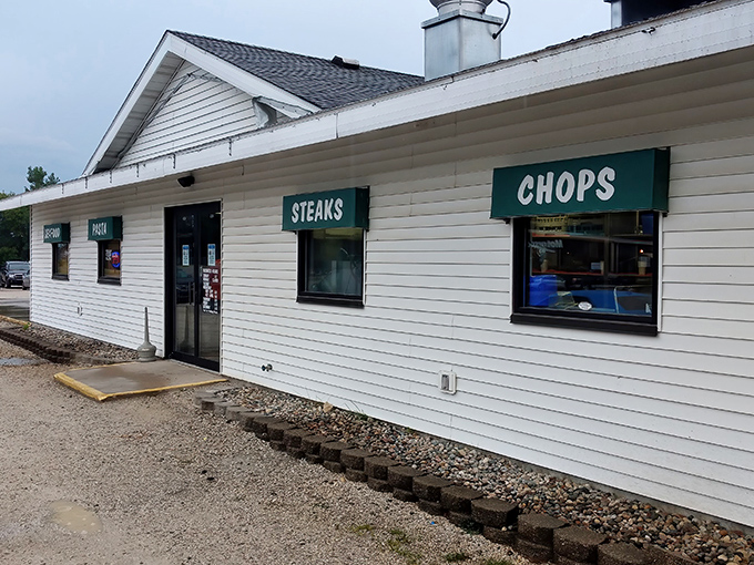 The unassuming exterior of Bill's Steak House in Bronson hides a carnivore's paradise within. Cedar shingles and stone accents create the perfect steakhouse vibe.
