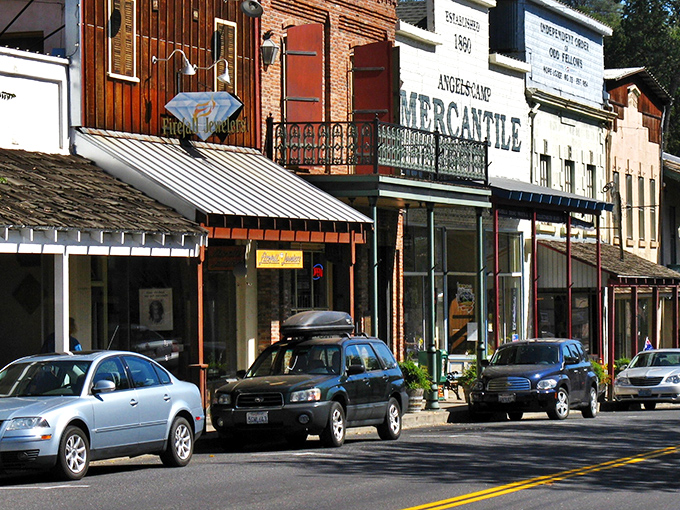 Historic storefronts along Main Street tell tales of gold rush dreams, their weathered facades like pages from California's most colorful chapter.