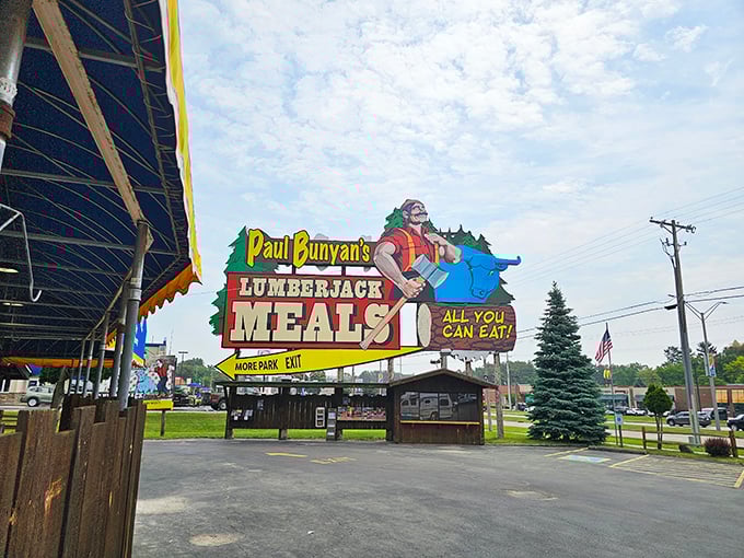 That sign isn't just advertising &ndash; it's a Wisconsin Dells landmark promising the kind of meal that requires a post-feast nap and zero regrets.