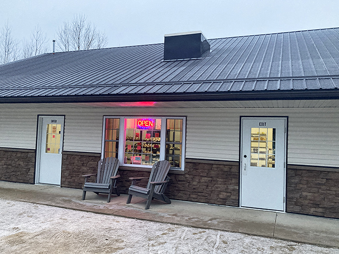 The humble exterior of Yoder's Bakery belies the treasure trove of carb-laden delights waiting inside. That glowing "OPEN" sign is Wisconsin's version of the pearly gates.