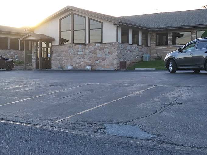 Sunset casts a golden glow on Culhane's stone facade, like nature's own dinner bell calling you to the feast that awaits inside.