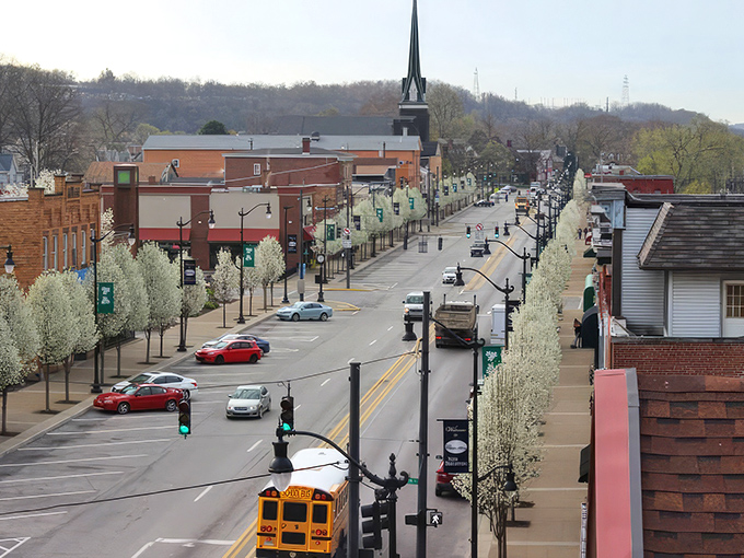 Historic brick buildings stand sentinel along New Brighton's main thoroughfare, where small-town charm meets architectural character that money can't manufacture.