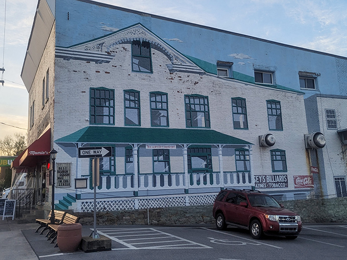 The iconic red awning of Mamie's beckons like a culinary lighthouse on Martinsburg's main street, promising homestyle comfort that big-city eateries spend millions trying to fake.