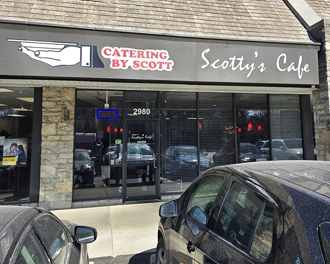 The unassuming storefront of Scotty's Cafe hides culinary treasures within. Like finding a secret sandwich society in plain sight on East Broad Street.