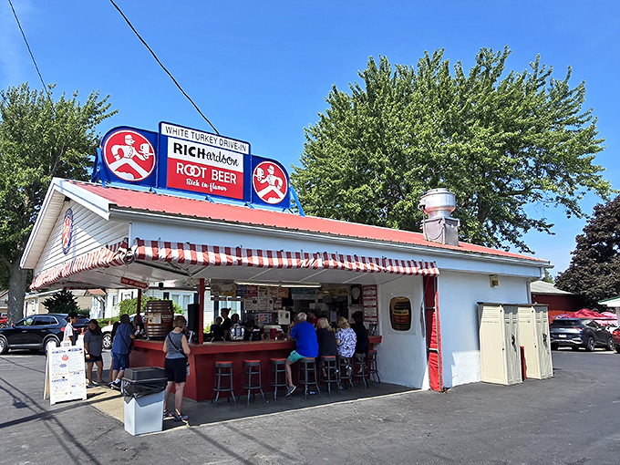 Time travel doesn't require a DeLorean, just a drive to this charming roadside stand where the Richardson Root Beer sign promises refreshment that's remained unchanged since your childhood.
