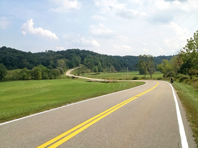 The iconic South 555 sign welcomes riders to Ohio's ultimate motorcycle playground. Two wheels and endless curves&mdash;what more could you ask for?