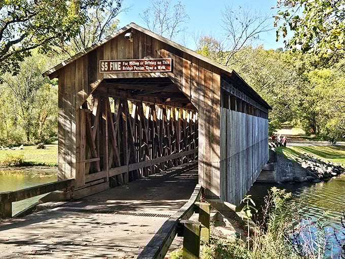 Time stands still at Fallasburg Covered Bridge, where autumn's palette creates a masterpiece worthy of a Michigan postcard. Nature and history in perfect harmony.