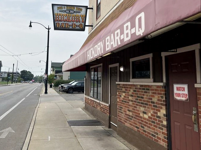 The iconic purple awning of Hickory Bar-B-Q has been beckoning hungry Daytonians since 1962. Some architectural trends come and go, but barbecue beacons are forever.
