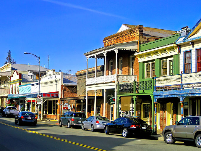 Main Street magic! Sutter Creek's historic downtown looks like a movie set, but these Gold Rush-era buildings are the real deal, housing modern treasures behind Victorian facades.