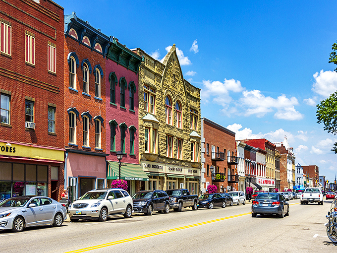 Downtown Gallipolis showcases the iconic Colony Theater marquee, where small-town charm meets vintage Americana without the big-city price tag.