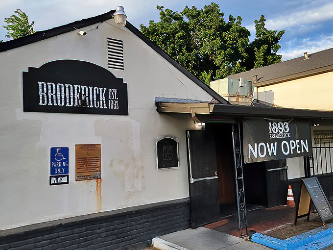 The unassuming exterior of 319 Broderick hides culinary treasures within, like finding a Picasso at a yard sale. Burger paradise awaits!