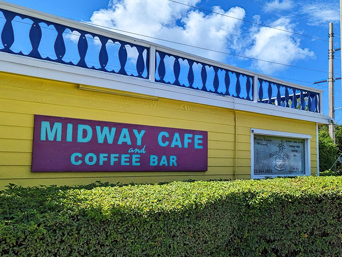 The lime-green exterior of Midway Cafe isn't just a building&mdash;it's a mood announcement that promises colorful experiences inside those vibrant walls.