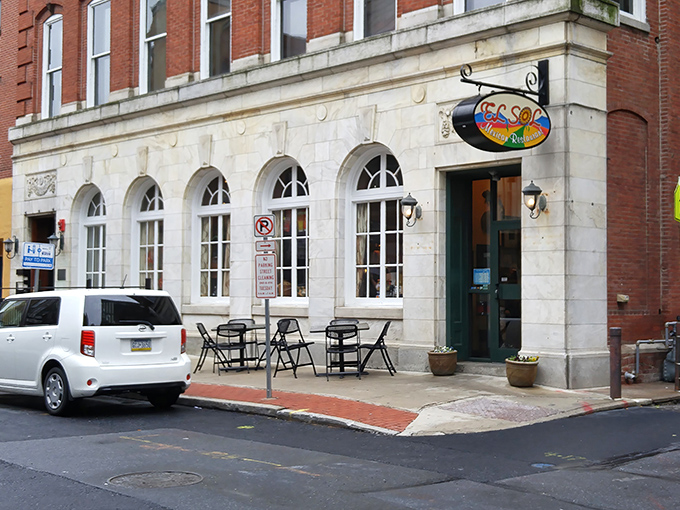 El Sol's vibrant sign beckons from downtown Harrisburg like a colorful lighthouse guiding hungry travelers to authentic Mexican shores.