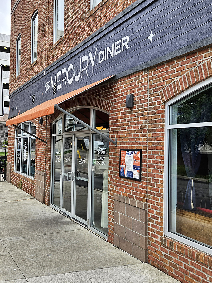 The brick-and-mortar promise of breakfast nirvana, complete with retro-futuristic signage that practically screams "pancakes await within!"