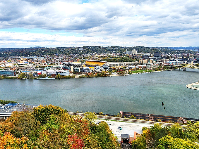 Those golden bridges aren't just pretty - they're Pittsburgh's way of showing off to every camera that visits.