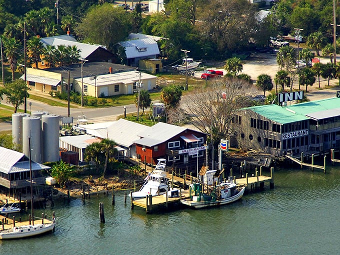 Waterfront charm at its finest! Fishing boats and colorful docks create the perfect backdrop for Apalachicola's working waterfront, where seafood goes from boat to plate.