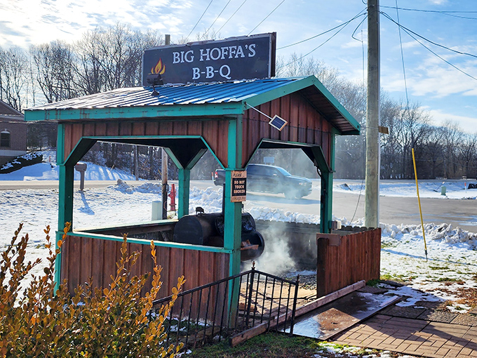 The brick fortress of flavor stands proudly with its pirate flag waving, a beacon for BBQ pilgrims seeking smoky salvation in suburban Westfield.