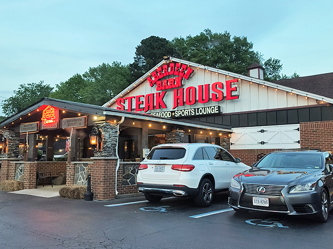 The iconic red barn-shaped exterior isn't just for show &ndash; it's a promise of the carnivorous delights waiting inside this Virginia Beach institution.