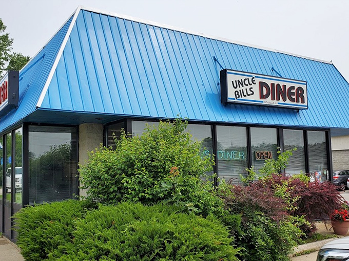 That iconic blue roof isn't just eye-catching&mdash;it's a beacon of breakfast hope for hungry Roselle residents seeking salvation from their morning hunger pangs.