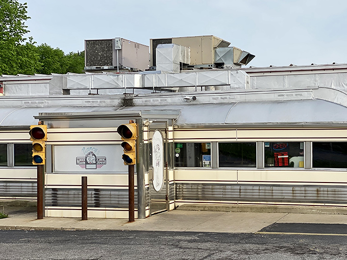 Nancy&rsquo;s Main Street Diner shines in polished steel and retro charm, complete with old traffic lights that signal a delicious trip back in time.