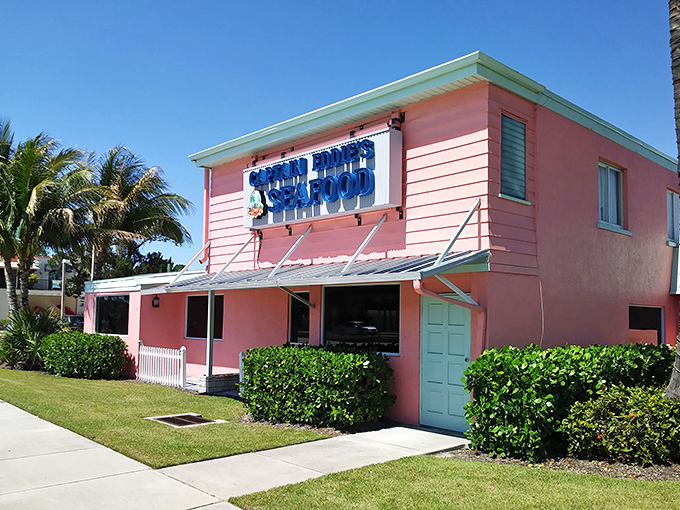 The unassuming blue exterior of Captain Eddie's might fool you, but locals know this modest building houses seafood treasures worth crossing county lines for.