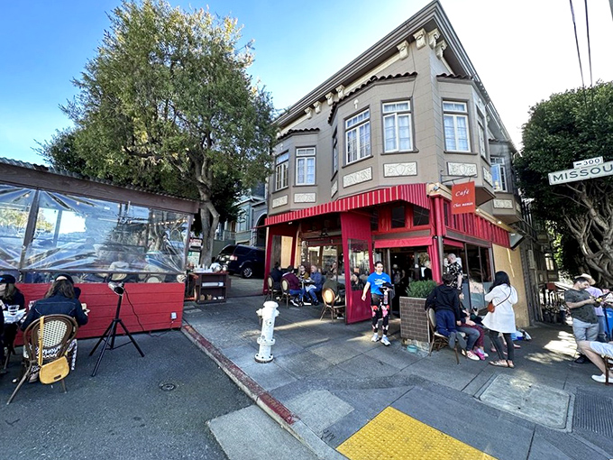 That iconic red awning isn't just eye-catching&mdash;it's a beacon for hungry souls seeking a taste of Paris in Potrero Hill.