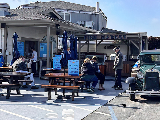 The blue umbrellas and picnic tables outside Spud Point Crab Company aren't just seating&mdash;they're front-row tickets to the freshest seafood show in Bodega Bay.