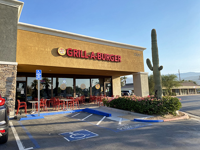 Desert gold! Grill-A-Burger's unassuming strip mall exterior hides culinary treasures within, proving once again that the best food experiences often come without fancy facades.