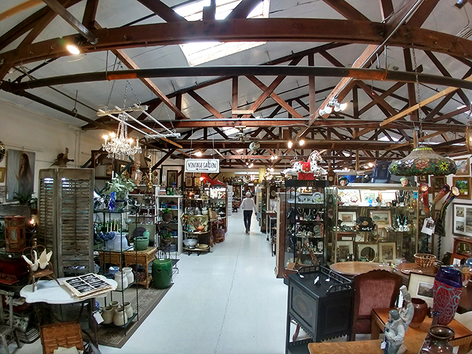 The unassuming exterior of Antique Society belies the wonderland of treasures within. Like a time machine disguised as a building in Sebastopol.