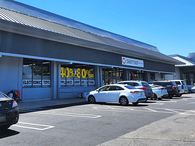The unassuming storefront promises wholesale liquidation treasures with discounts from 40-80% off. Sometimes the best adventures begin in the most ordinary-looking places.