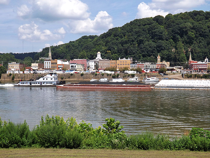 Pomeroy's riverfront skyline could be a postcard from simpler times, where the Ohio River flows as steadily as the town's welcoming spirit.