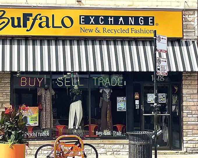 The iconic yellow Buffalo Exchange sign beckons fashion hunters to this Wicker Park gem, where "Buy, Sell, Trade" isn't just a slogan&mdash;it's a lifestyle.