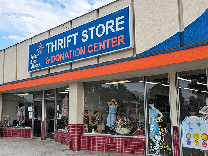 The bright blue and orange fa&ccedil;ade of Father Joe's Villages Thrift Store stands out on University Avenue like a beacon for bargain hunters seeking treasures with purpose.