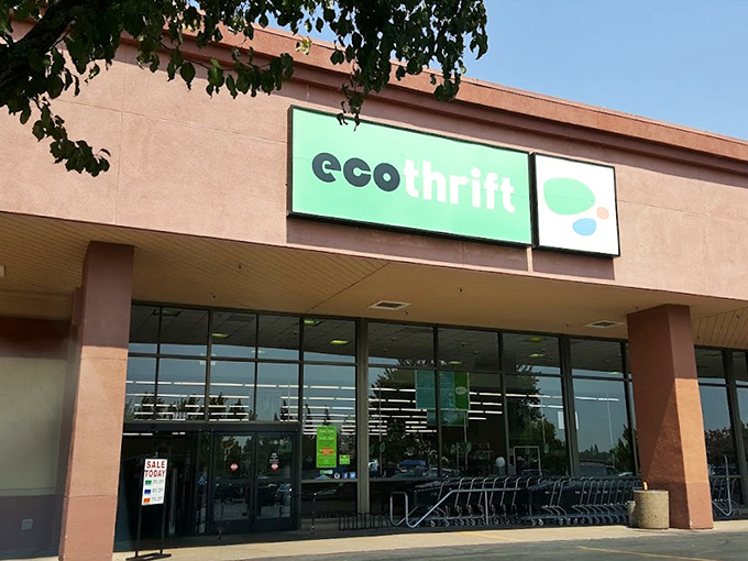 The green and white beacon of bargain hunters everywhere. Eco Thrift's unassuming exterior hides a treasure trove that would make Indiana Jones switch careers.