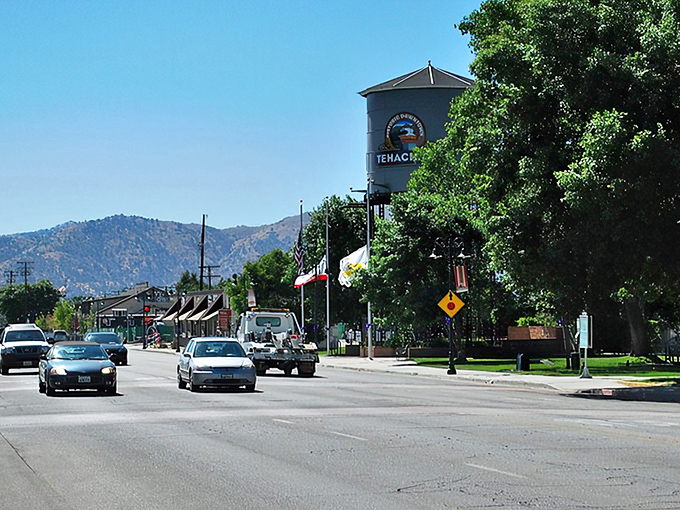 Tehachapi's iconic water tower stands sentinel over Main Street, a beacon of small-town charm that whispers, "Slow down, you're home now."